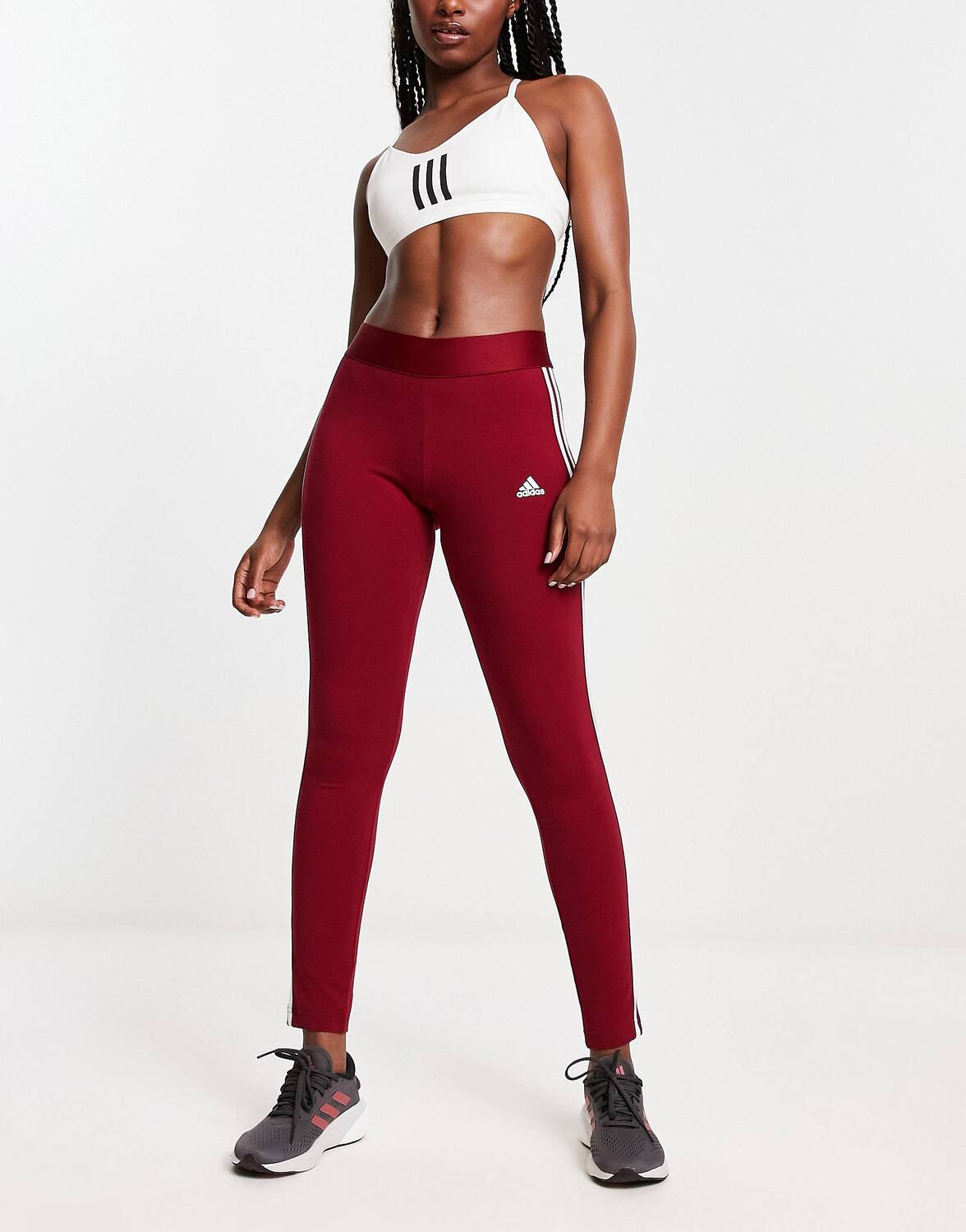 Красные леггинсы с 3 полосками adidas Sportswear Essential – купить с ...