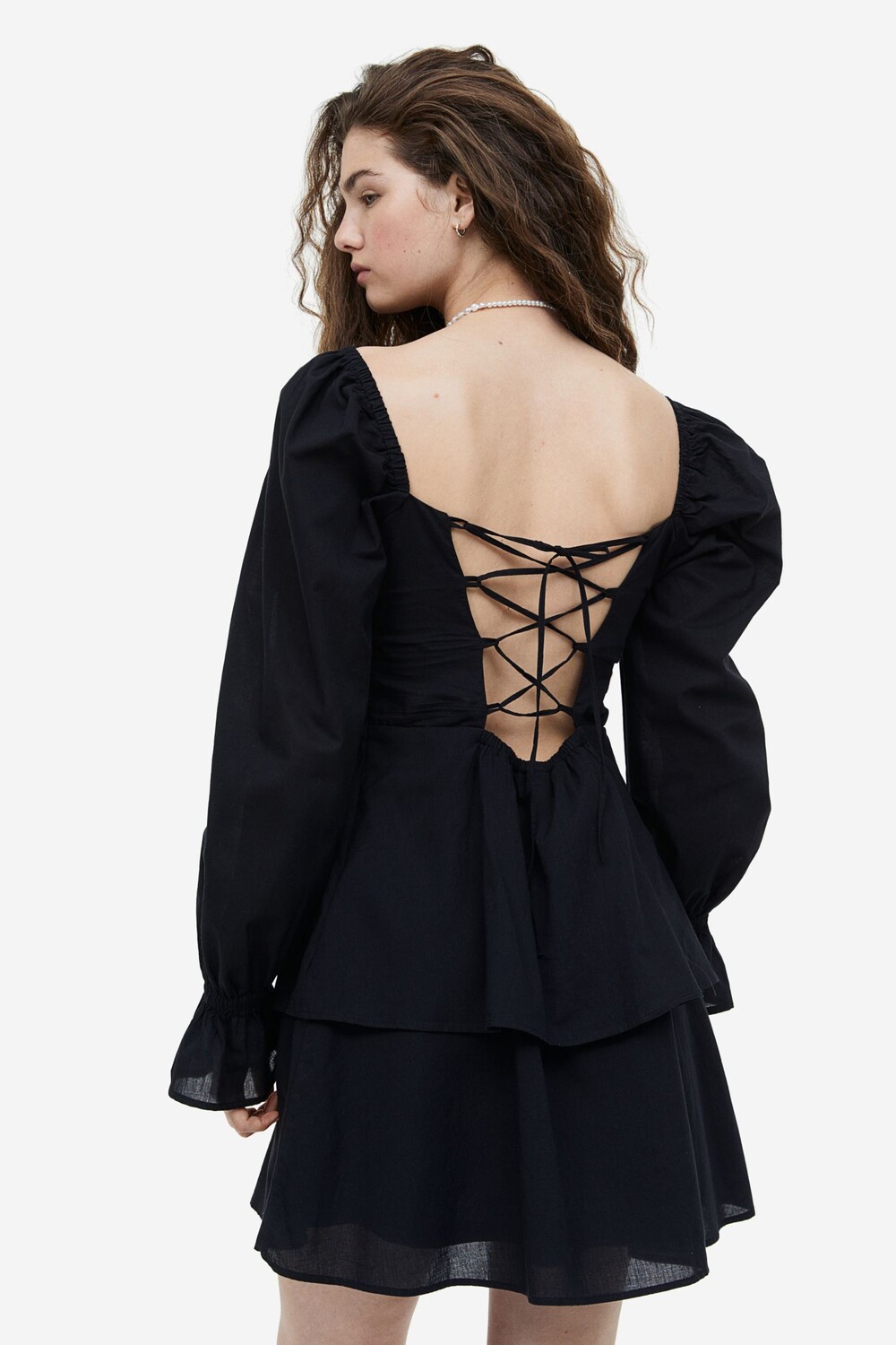 Платье H&M Corset-style with Lacing, черный – заказать из-за границы с ...