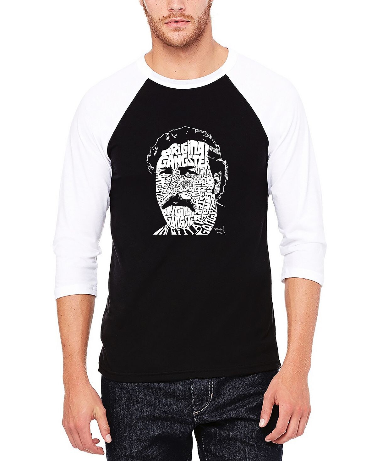 Мужская бейсбольная футболка реглан word art pablo escobar LA Pop Art ...
