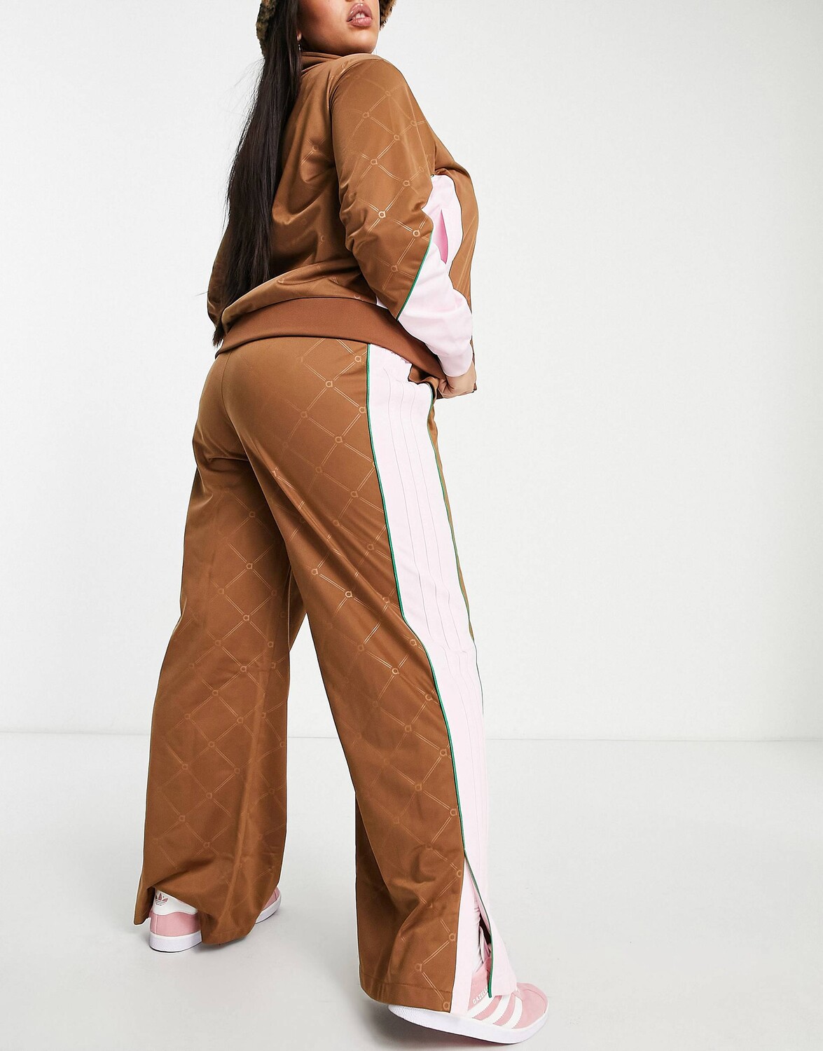 Коричневые широкие спортивные брюки adidas Originals 'Retro Luxury ...