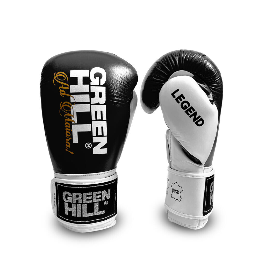 Боксерские перчатки Legend Silver edition Черный/Белый 12 унций GREEN ...