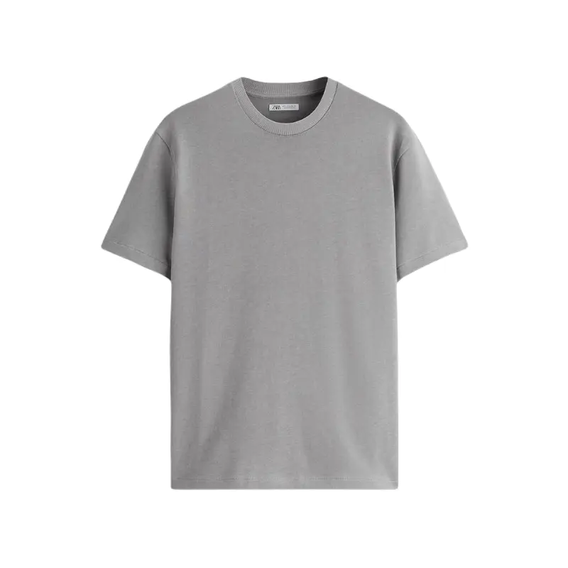 Футболка ZARA Basic knit, светло-серый купить в зарубежном интернет-магазине по доступной цене ...