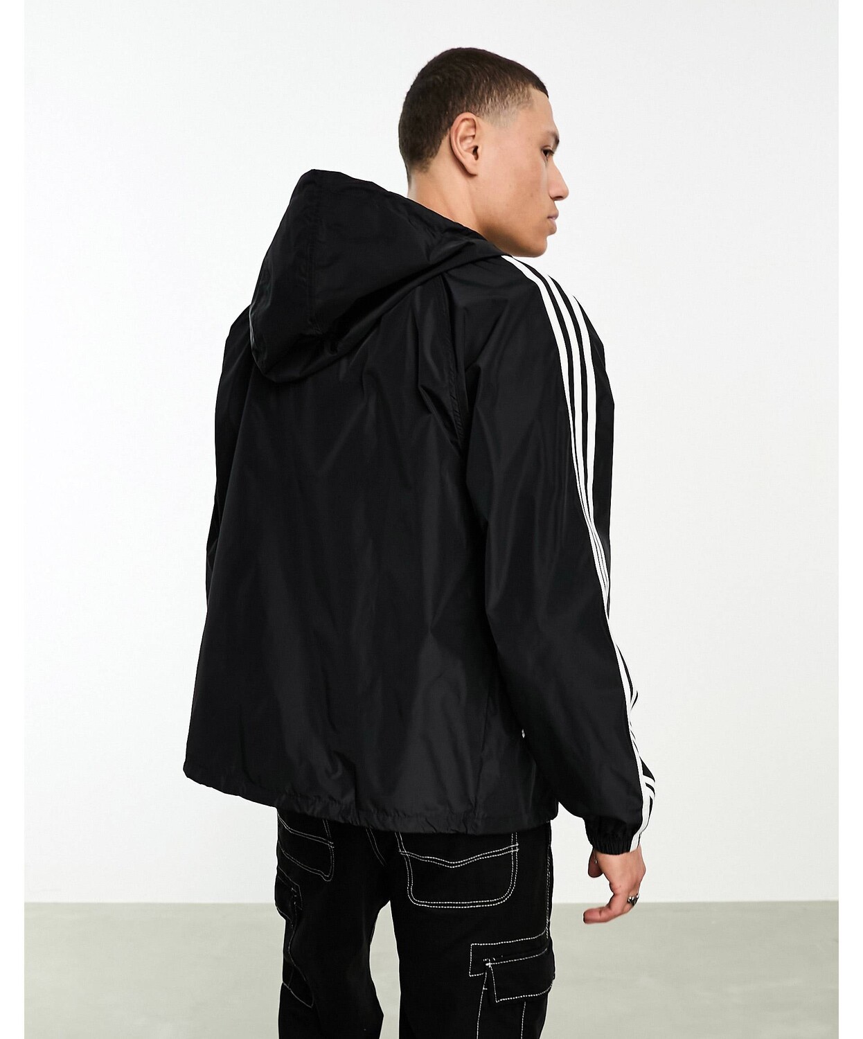 Черная ветровка с 3 полосками adidas Originals adicolor classics ...