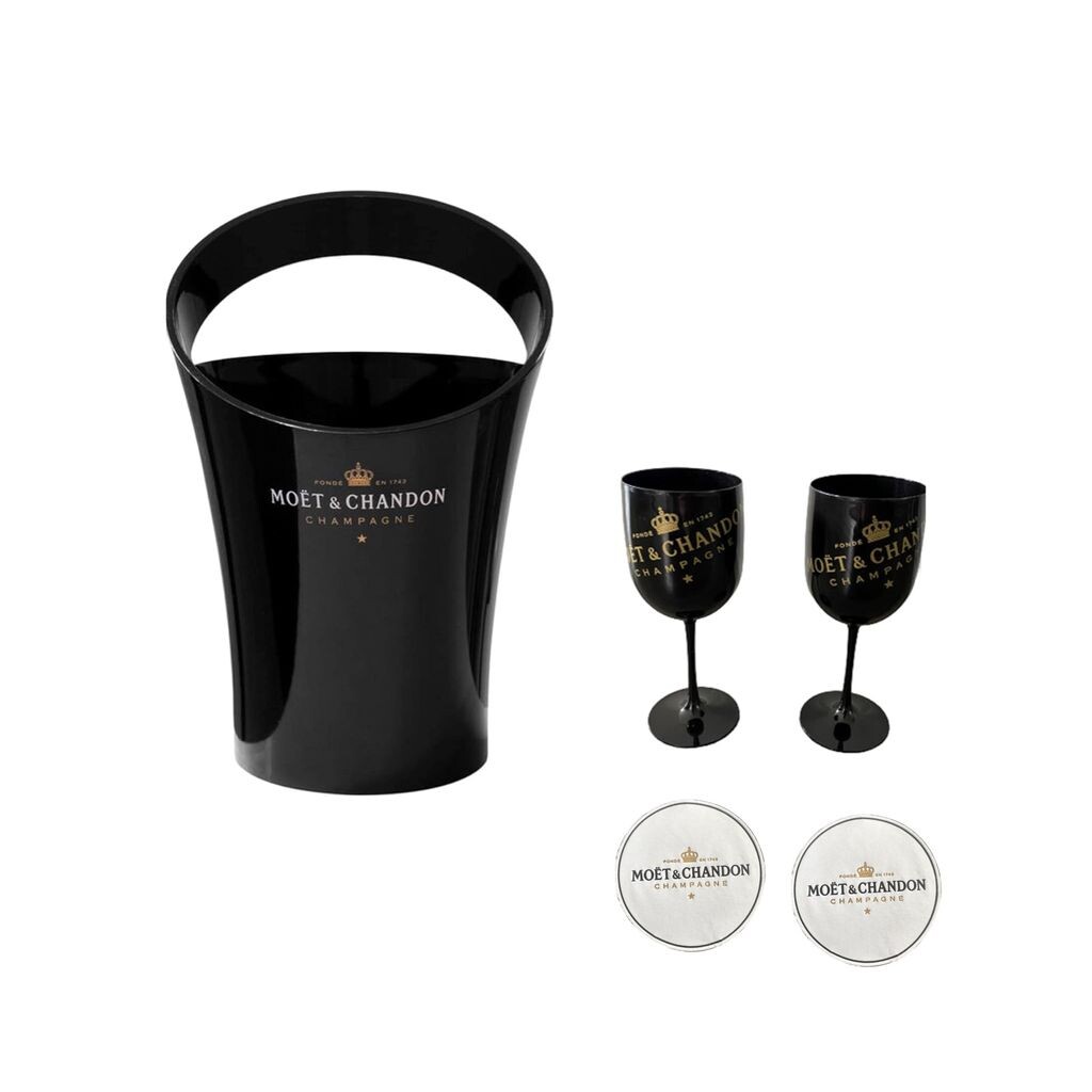 Набор для шампанского Moët & Chandon: черный холодильник, 2 черных ...