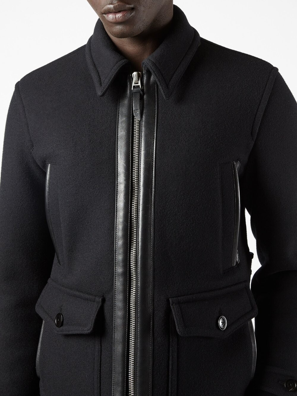 Куртка из смесового фетра с карманами и клапанами Tom Ford, черный ...
